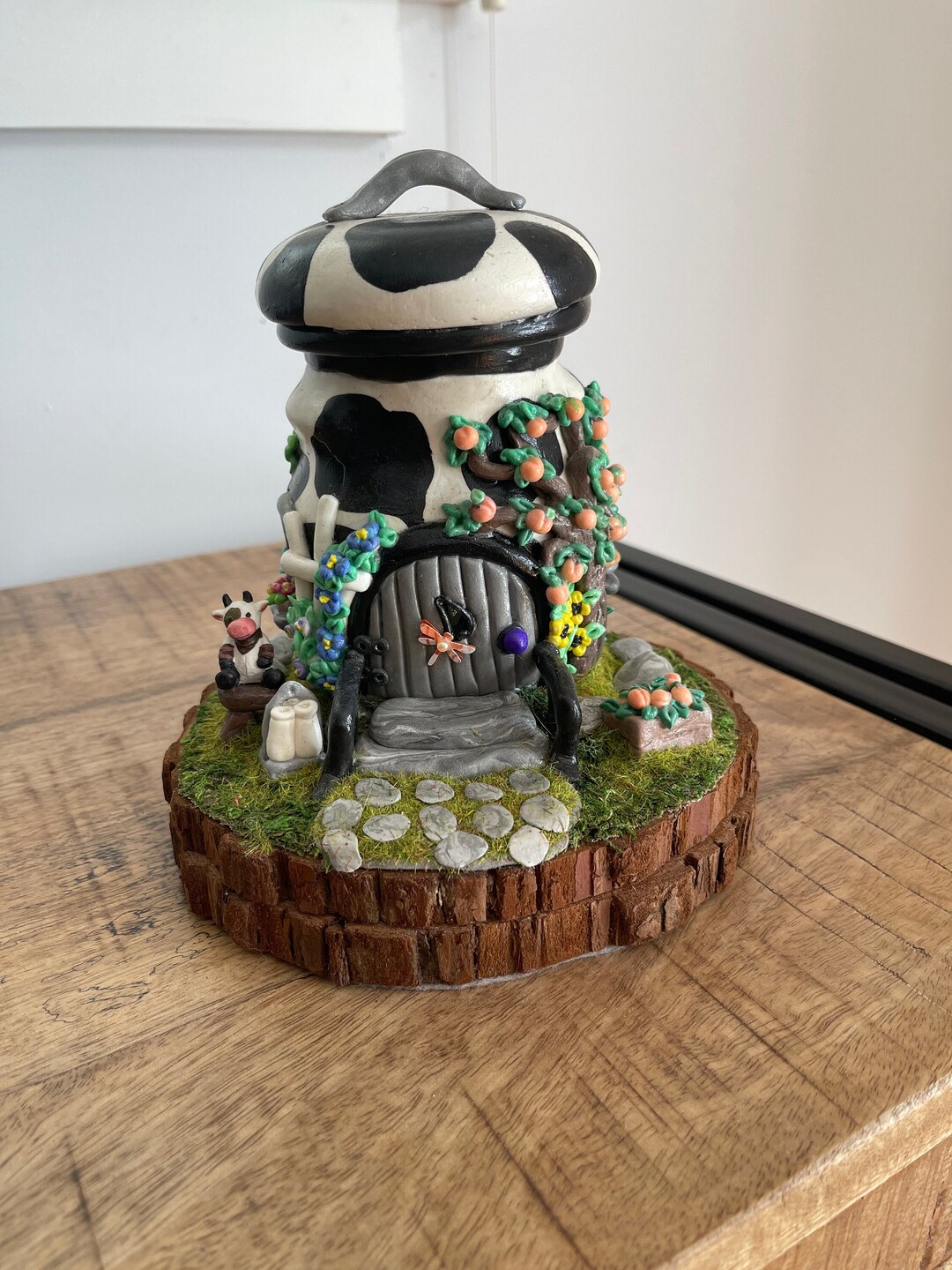 Moo-velous to See You Cow Theme Handmade, OOAK, Tiny Clay House Diorama ...