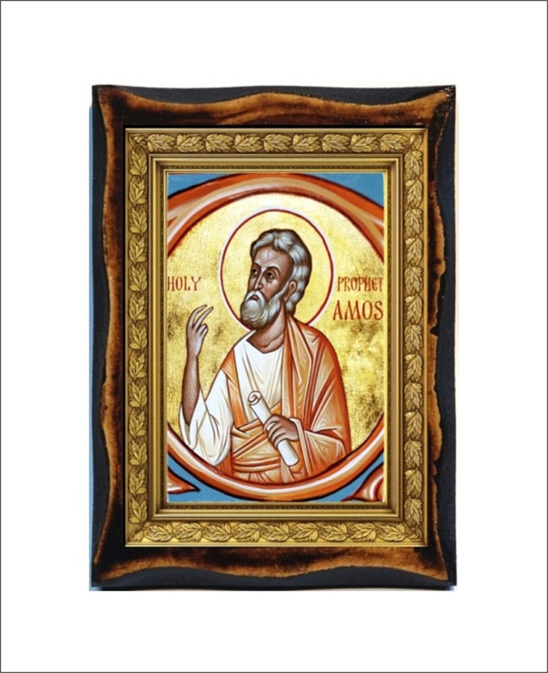 Amos Prophet Handmade Wood Icon on Plaque Judaism, Christianity - Etsy