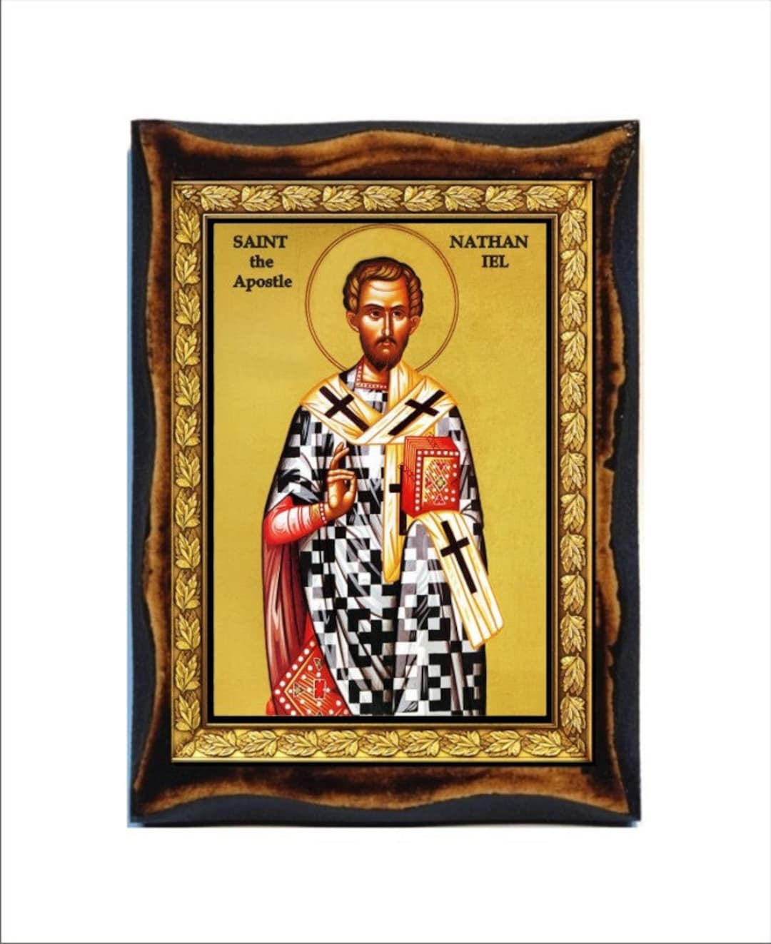 Saint Nathaniel Nathanael the Apostle Saint Bartholomew, Apostle Handmade Wood Icon on Plaque ...