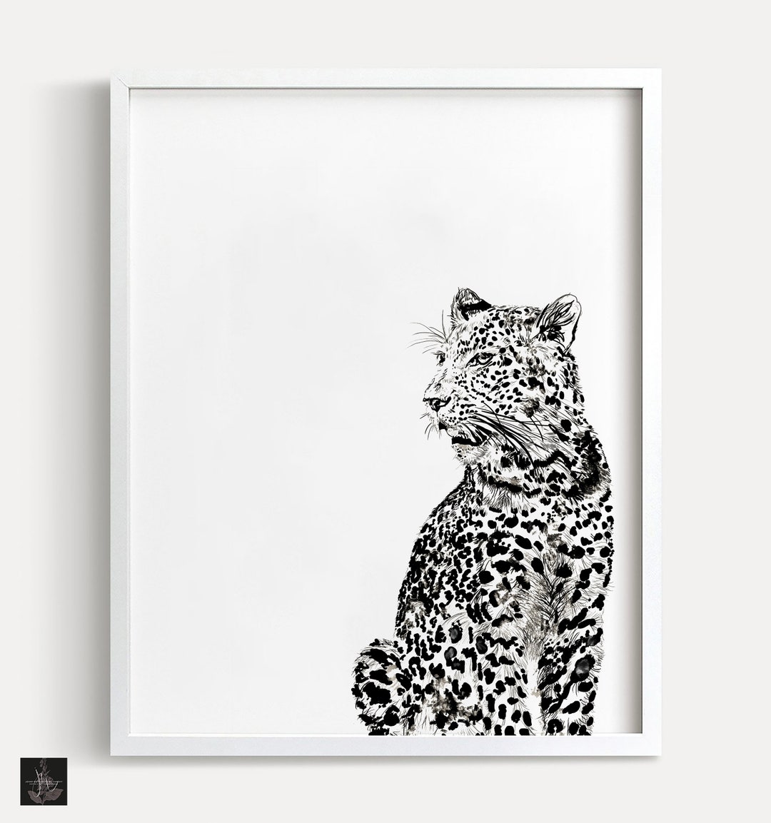 Leopard Art Print 'wild Thing' Mark Making Style Digitally Drawn Animal ...