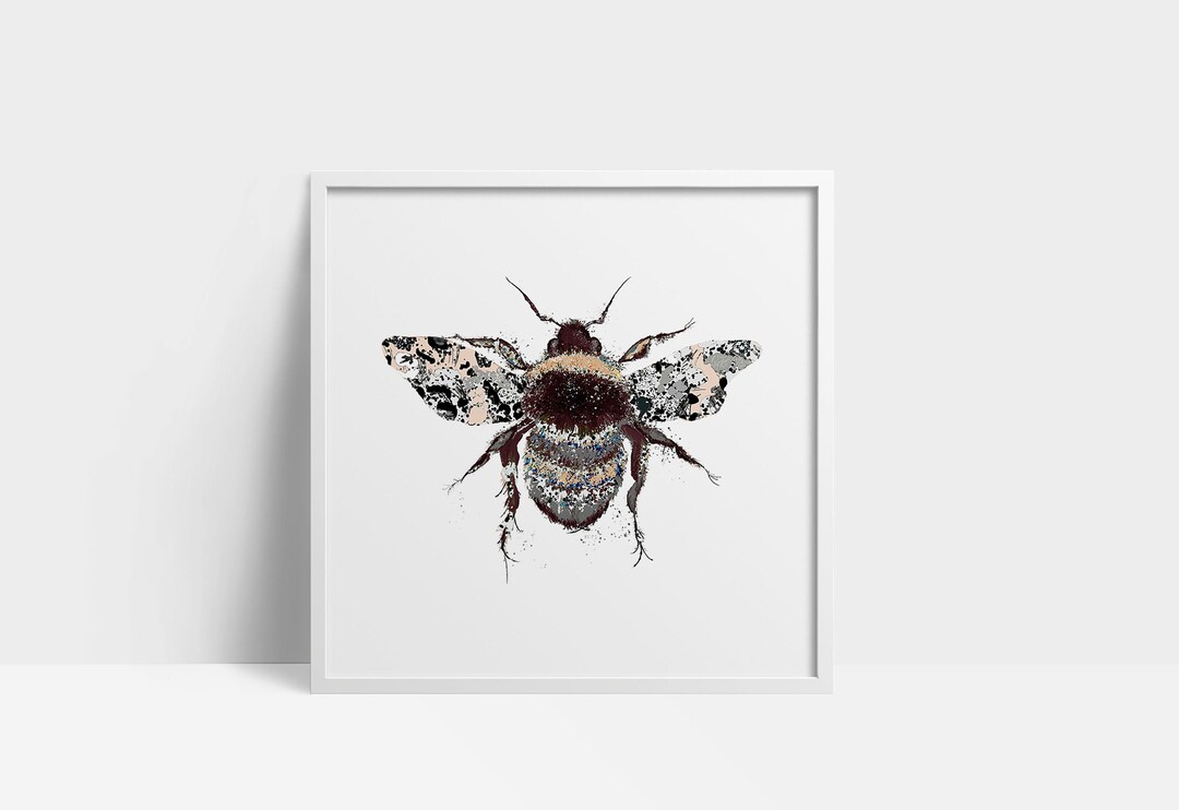 Dalmatian Bee Mark Making Style Square Print Bumblebee Illustration ...