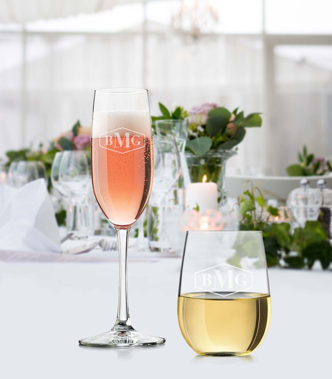 Monogrammed Stemless Wine Glasses-personalized Drinkware-custom ...