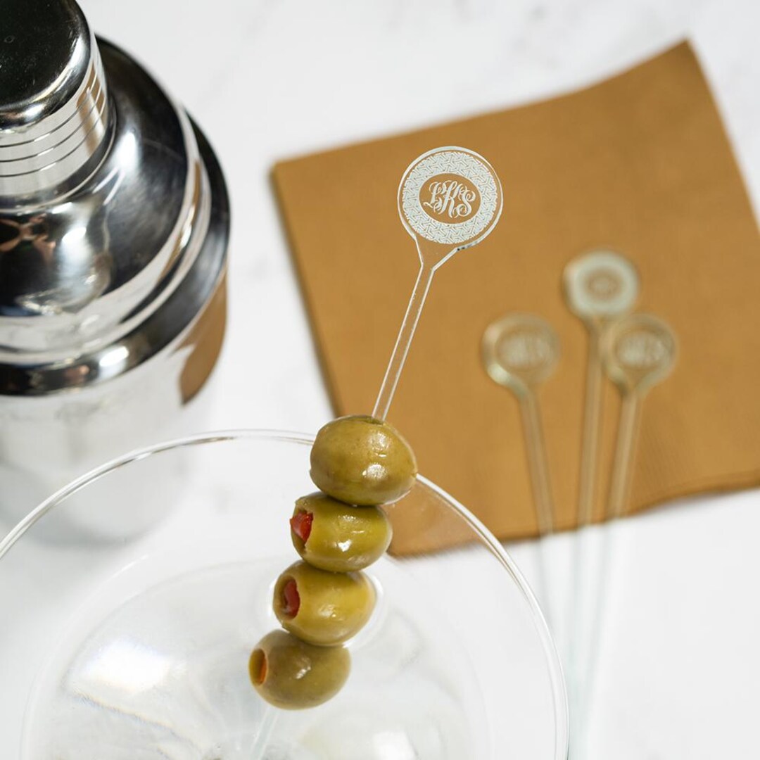 Set of 4 Monogram Acrylic Stir Sticks- the Manhattan Monogram Barware ...