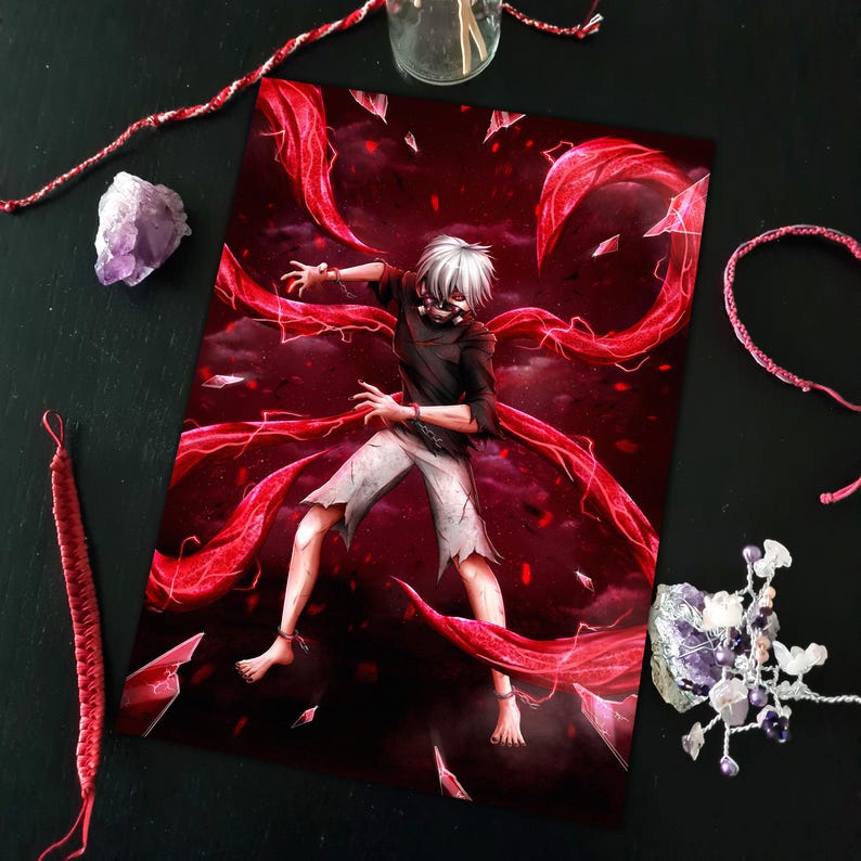 Ken Kaneki Art Print – Tokyo Ghoul Fan Art, White-haired Masked Ghoul ...