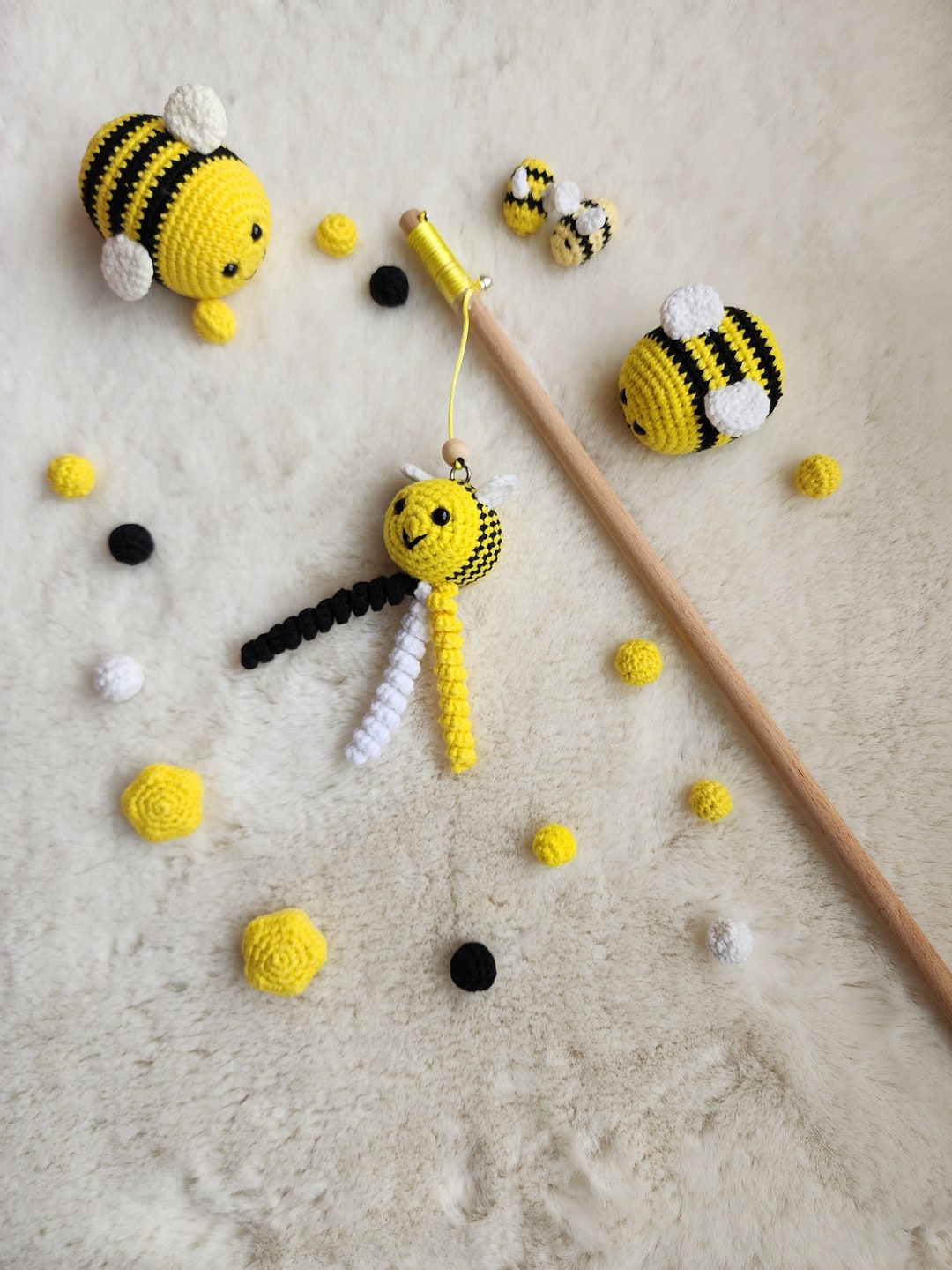 Bee Cat Fishing Rod, Cute Cat Teaser, Cat Wand, Prey Cat Toys, Fishing ...
