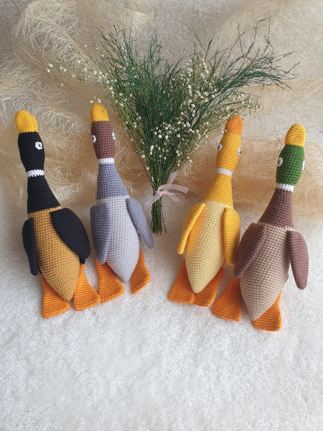 Duck Toy for Dog, Knitted Duck Dog Toy: Handmade Squeaky Plush Goose ...