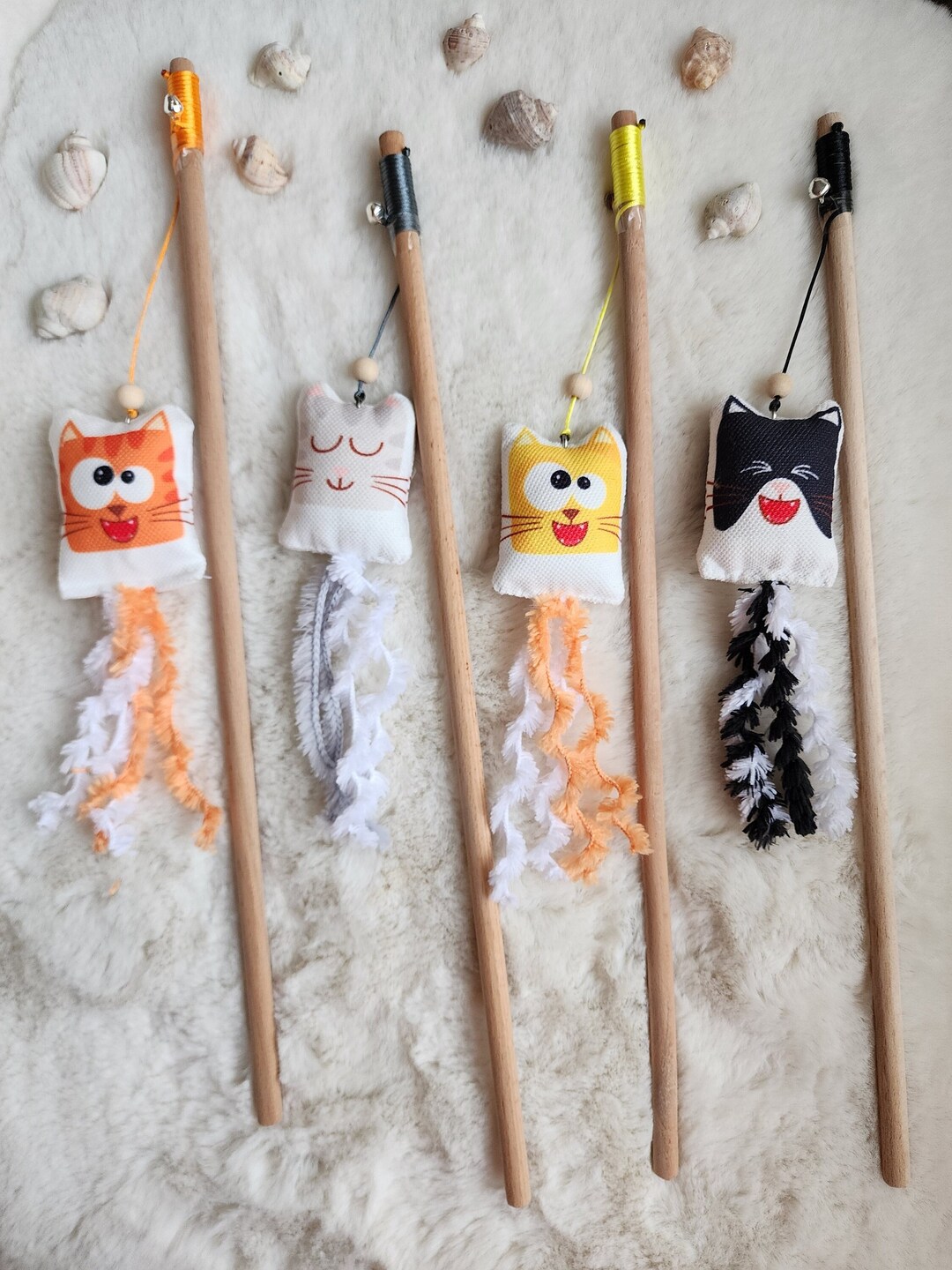 Handmade Cat Wand Toy: Catnip Fluffy Yarn Teaser - Etsy