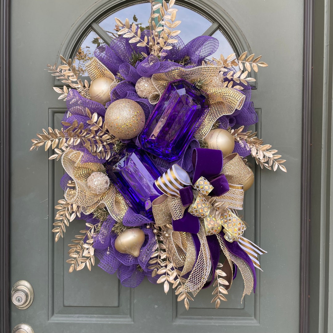 Christmas Wreath Elegant Wreath Jeweled Wreath Holiday Wreath Front ...