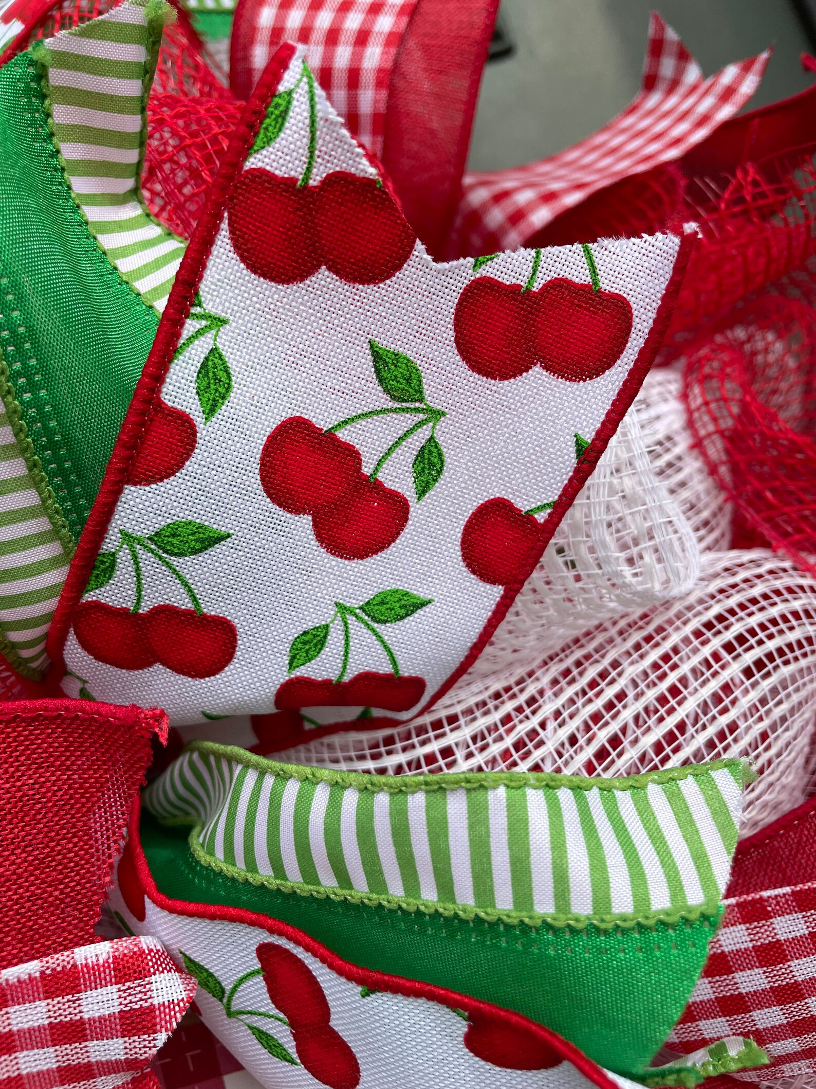 Cherry Wreath Summer Wreath Farmhouse Wreath Fruit Wreath Front Door ...