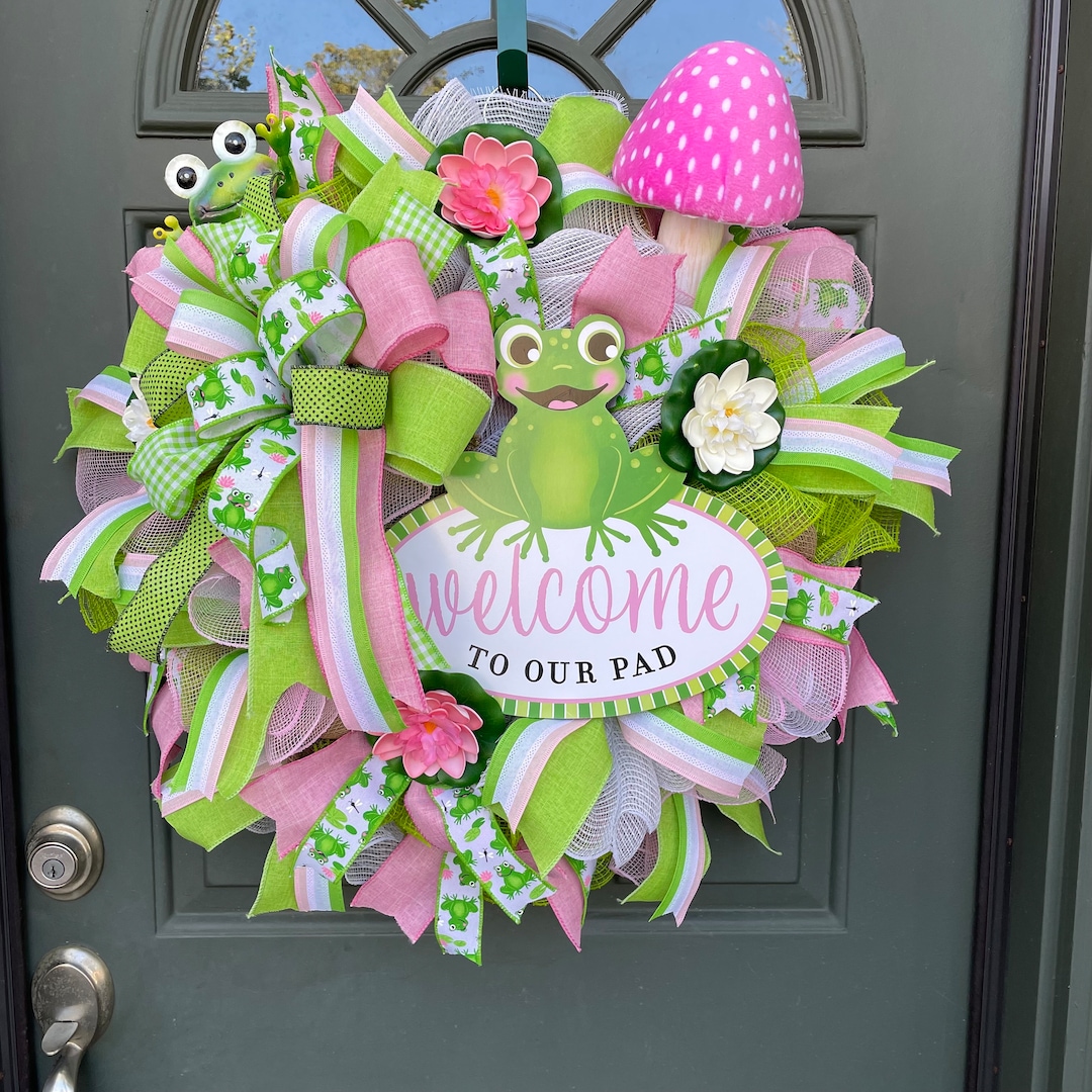 Frog Wreath Senor Froggy Summer Wreath Whimsical Wreath Front Door ...