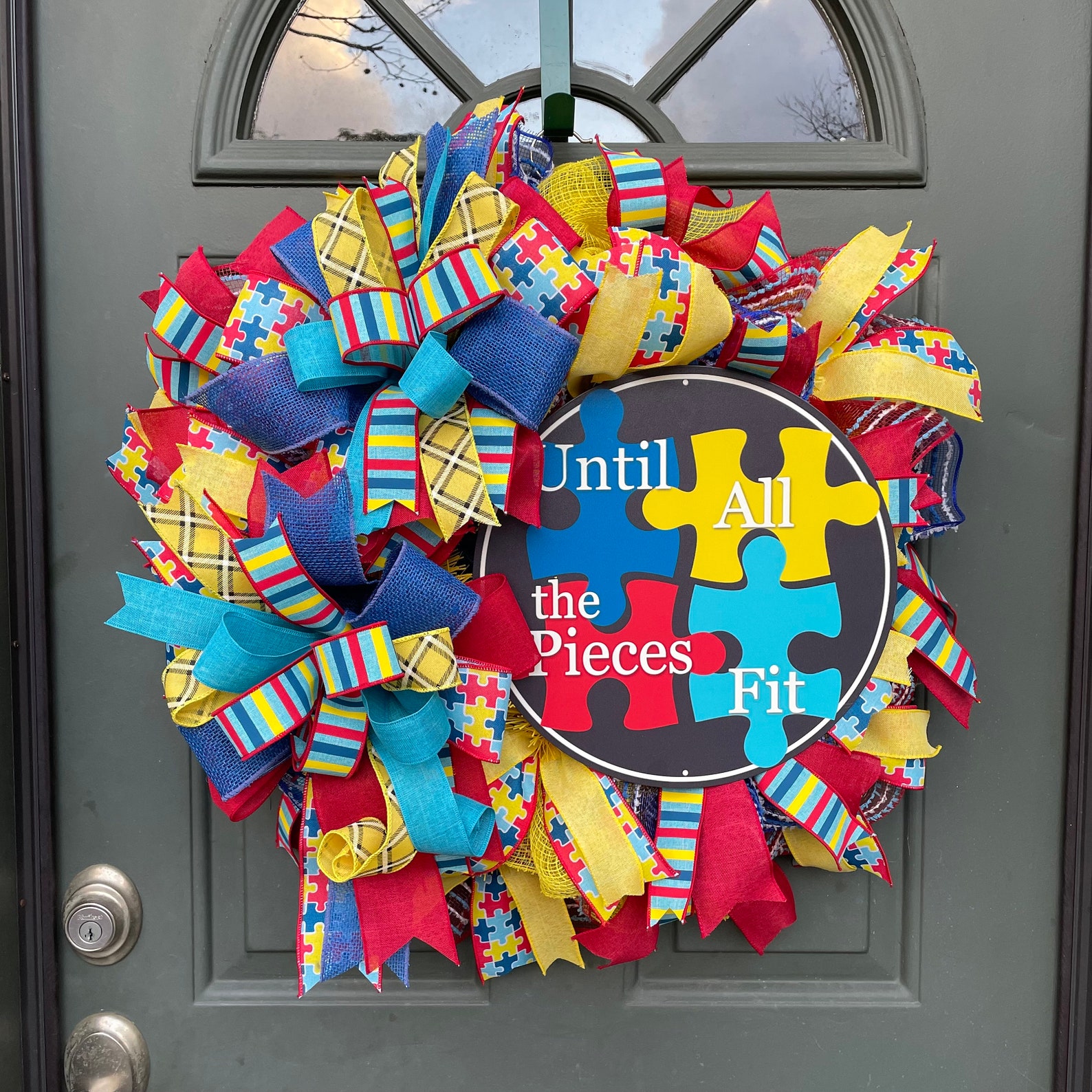 Autism Awareness Autism Wreath Front Door Wreath Porch Decor Door ...