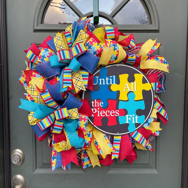 Autism Awareness Autism Wreath Front Door Wreath Porch Decor Door ...