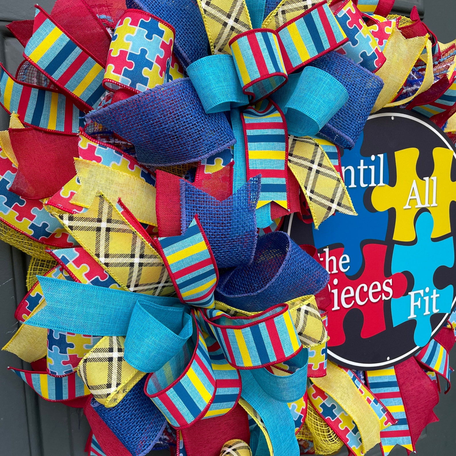 Autism Awareness Autism Wreath Front Door Wreath Porch Decor Door ...