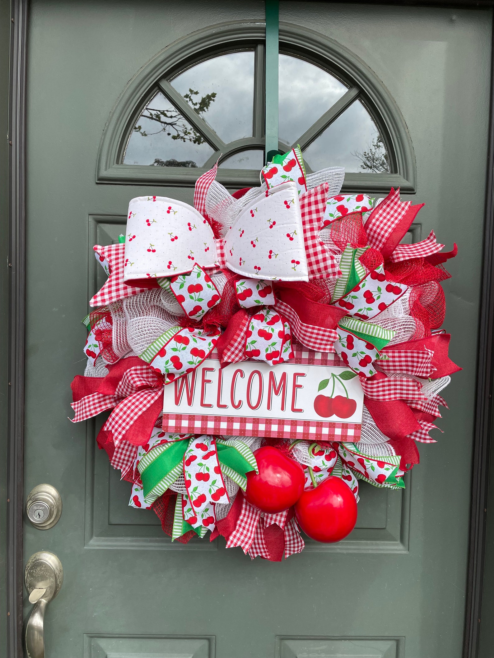 Cherry Wreath Summer Wreath Farmhouse Wreath Fruit Wreath Front Door ...