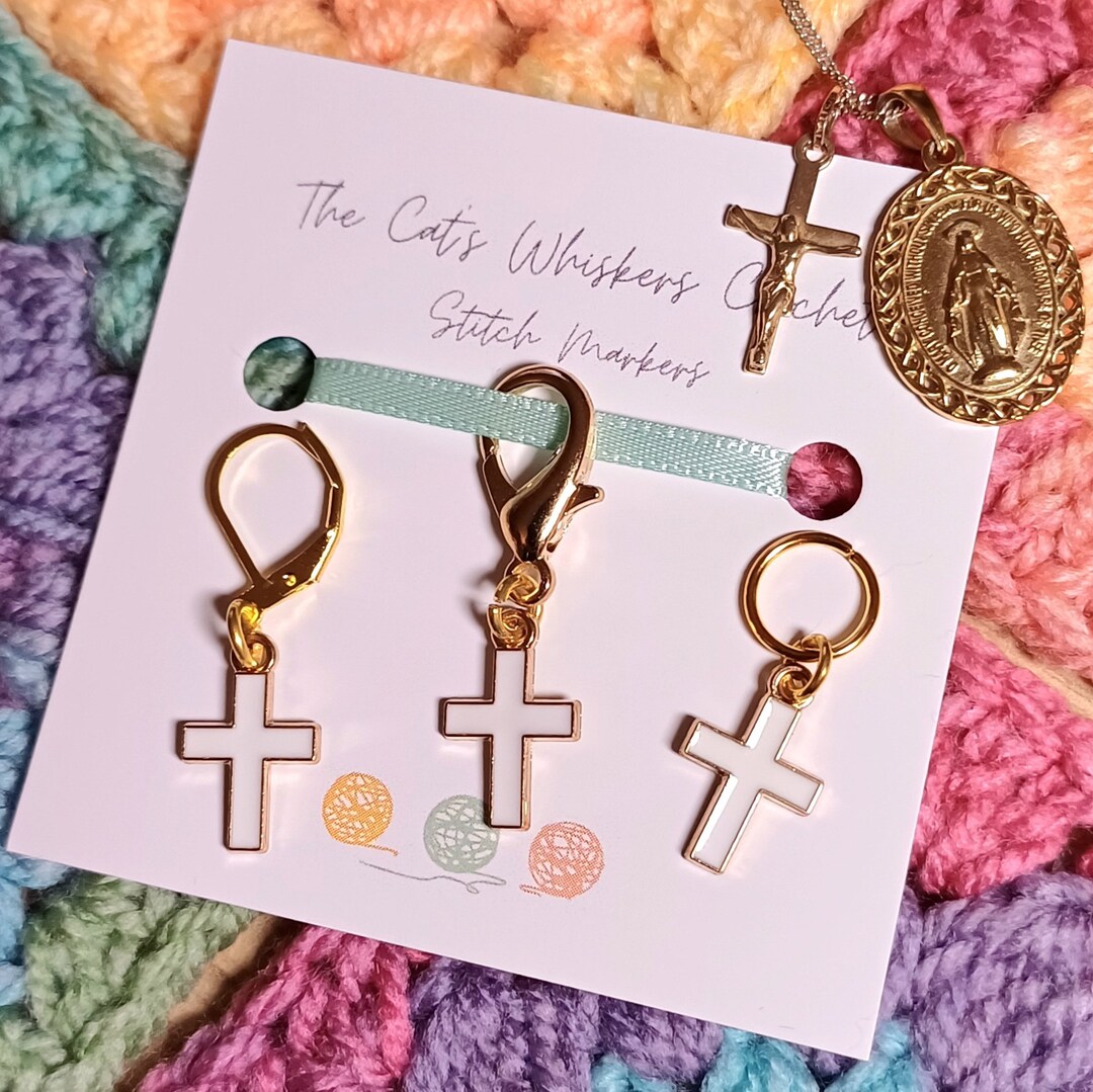 Faith Cross Stitch Marker: Enamel Knitting Crochet Progress Keeper - Etsy