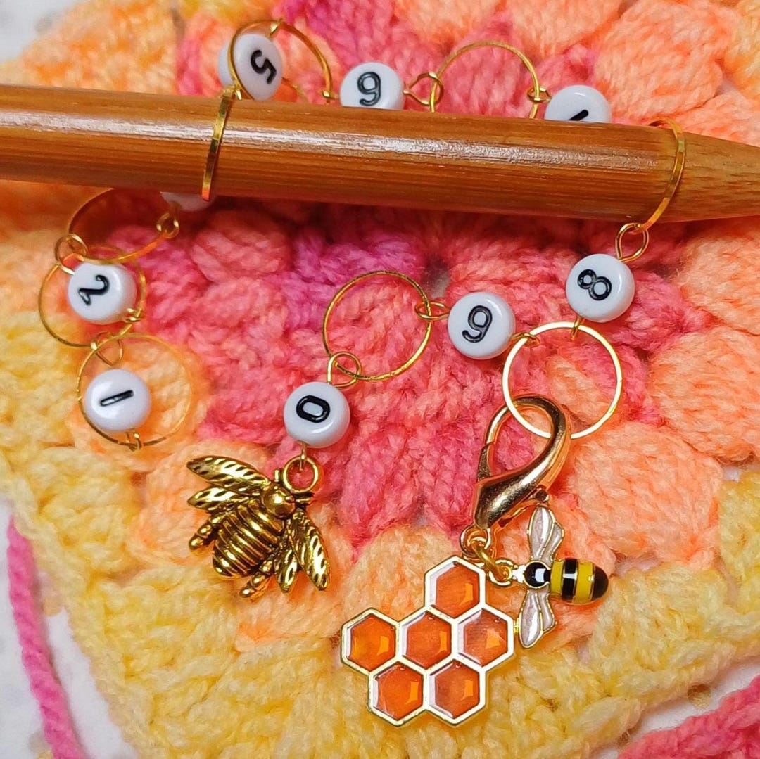 Bee Row Counter for Knitting, Row Markers, Stitch Markers, Numbered ...