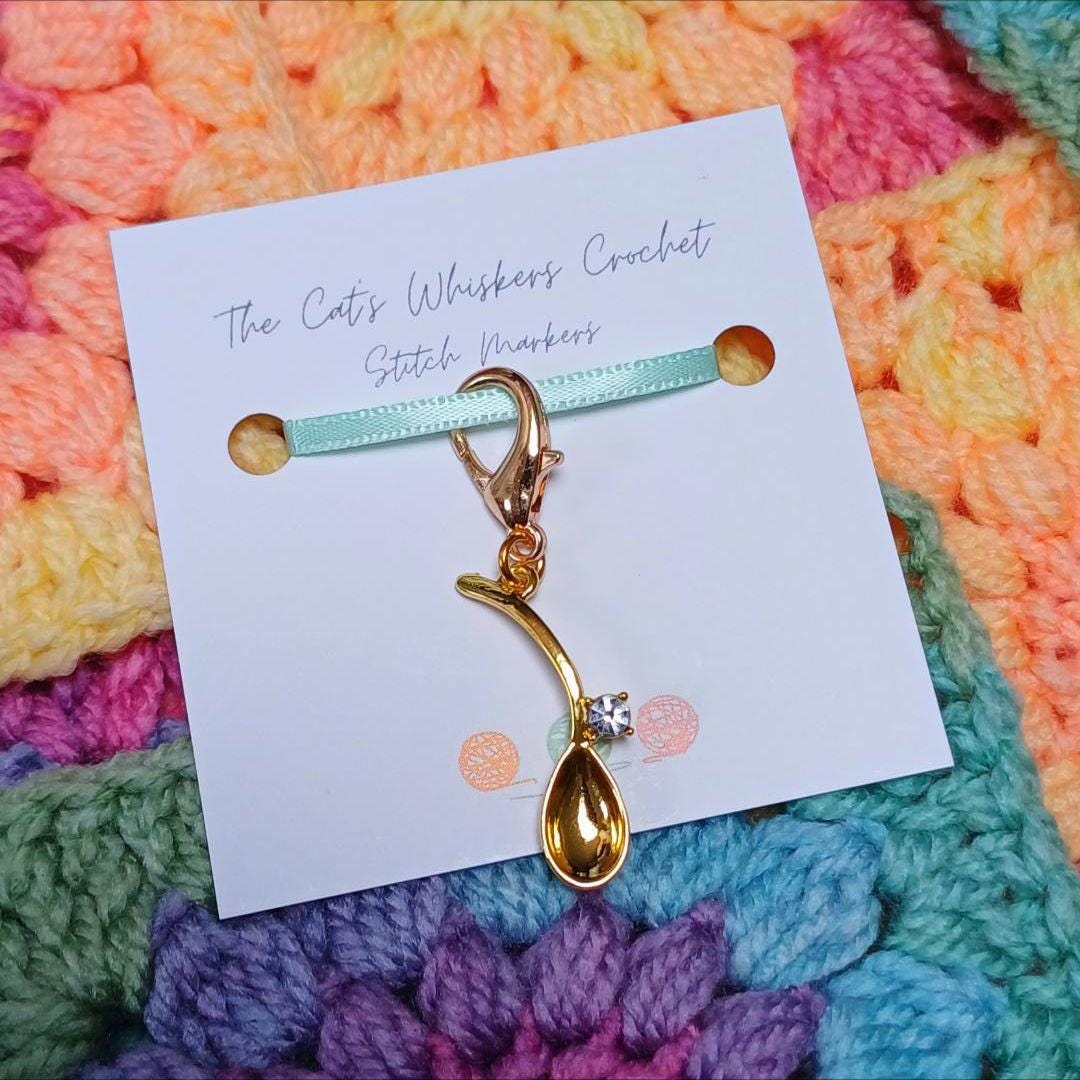 Golden Spoon Stitch Marker: Knitting Crochet Progress Keeper, Charm ...