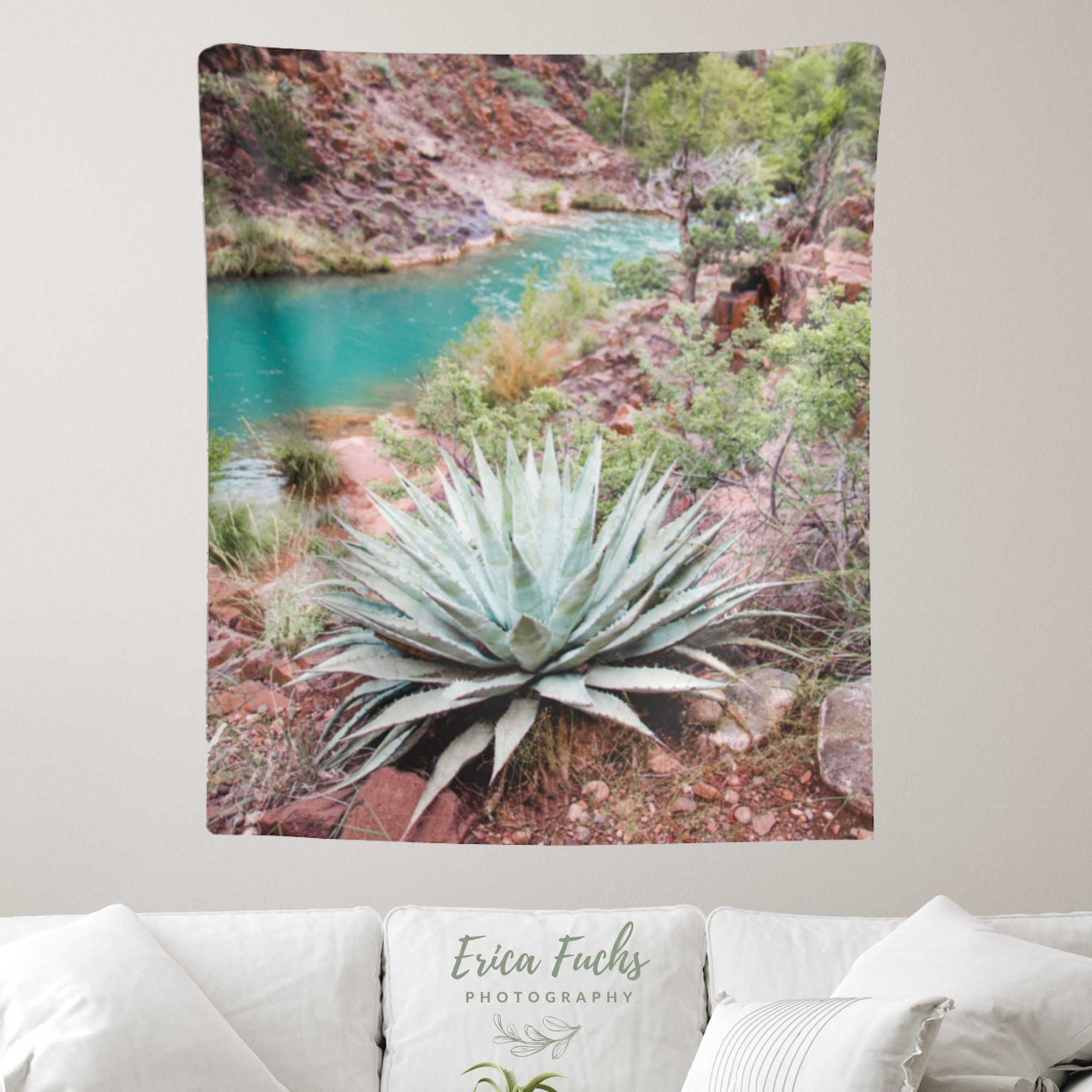 Desert Tapestry, Turquoise Tapestry, Landscape Photo, Aqua Tapestry ...