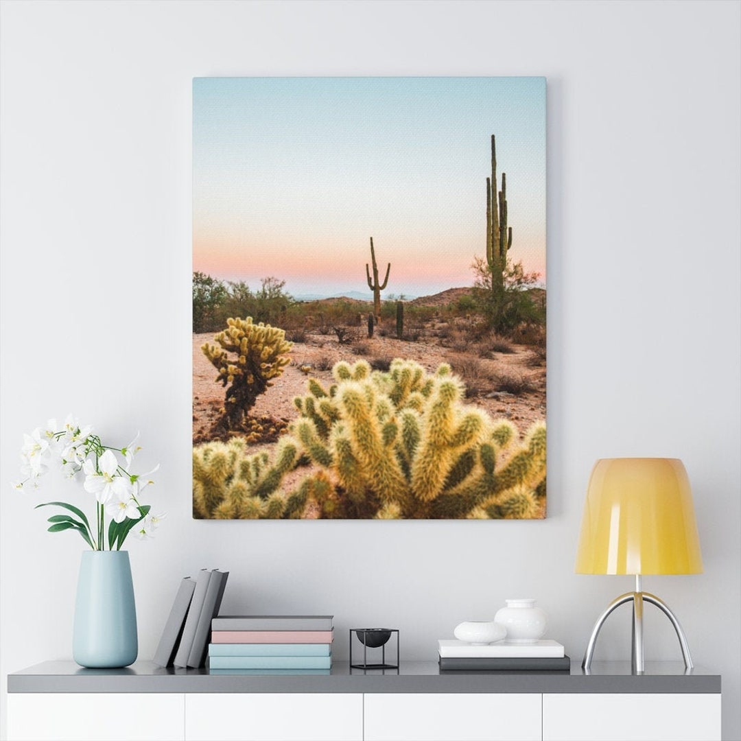 Desert Canvas Print, Desert Sunset, Cactus Photo, Cactus Canvas ...