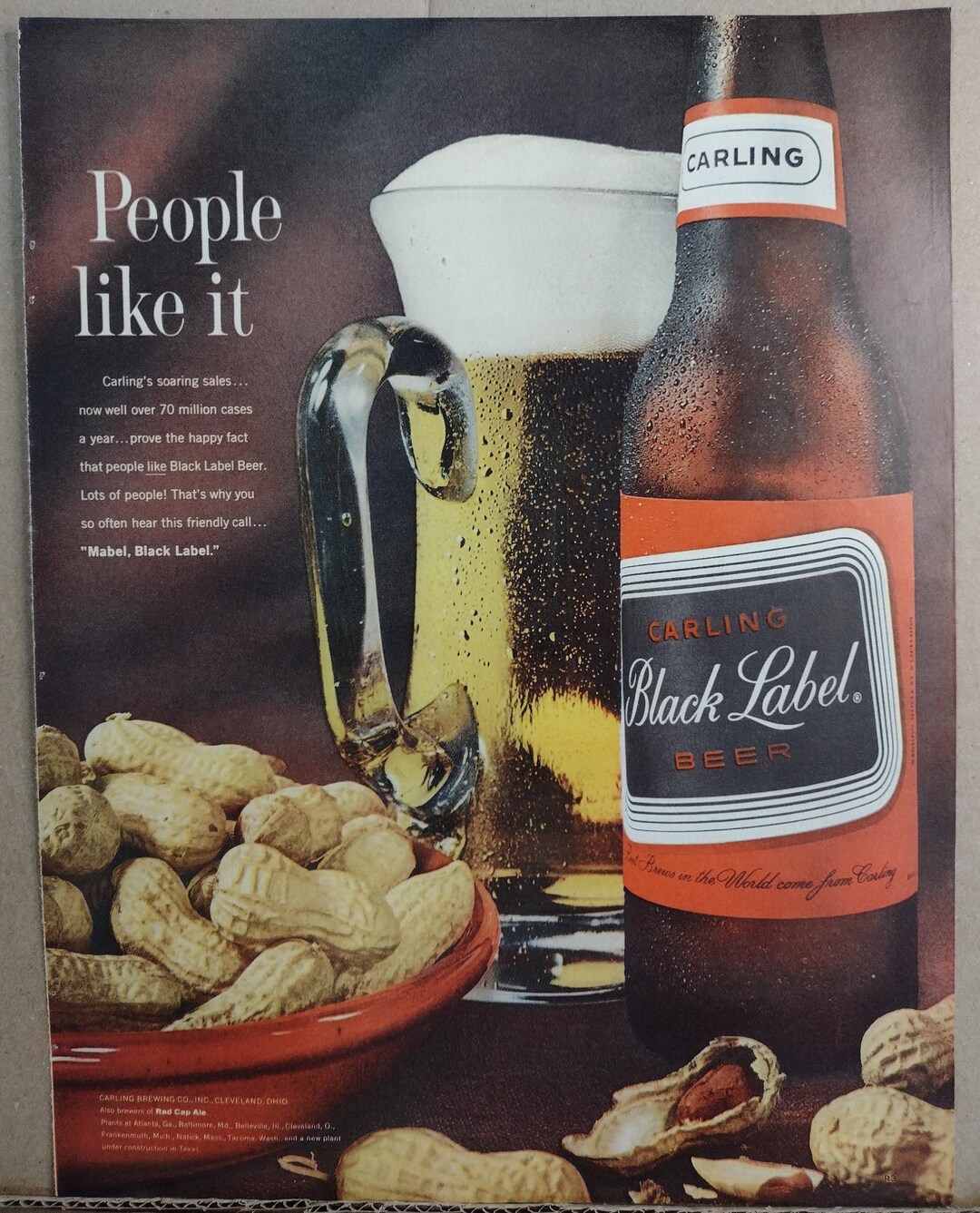 Original 1963 Full Page Magazine Ad for CARLING BLACK LABEL Beer Great ...