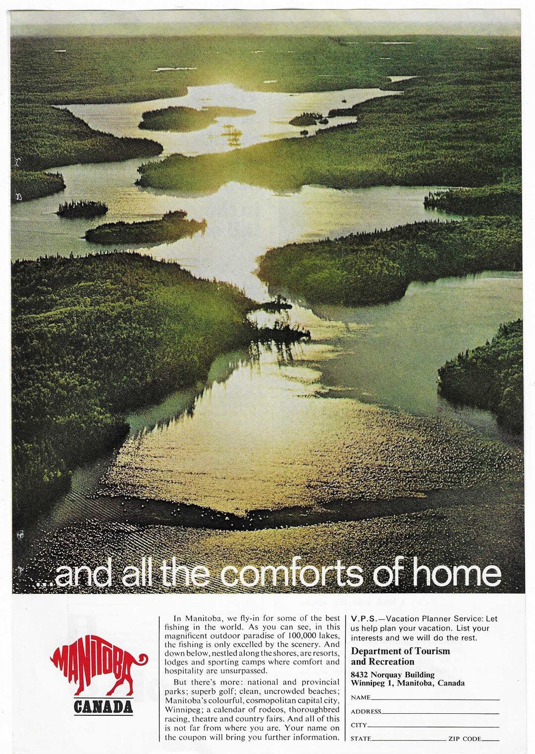 Original 1968 Full Page Magazine Ad for MANITOBA CANADA Tourism 7 X 10 ...