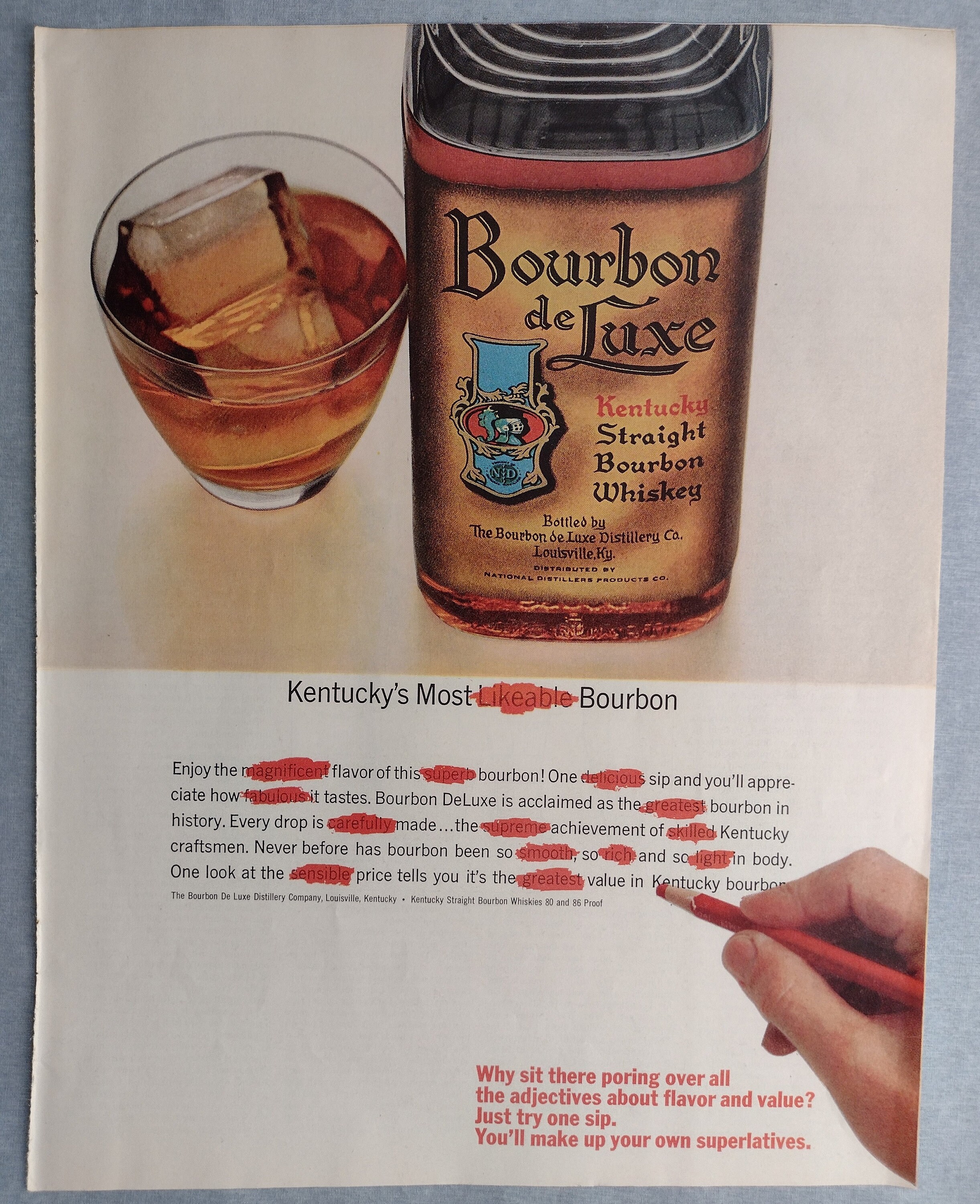 Original 1964 Full Page Magazine Advertisement for Bourbon Deluxe ...