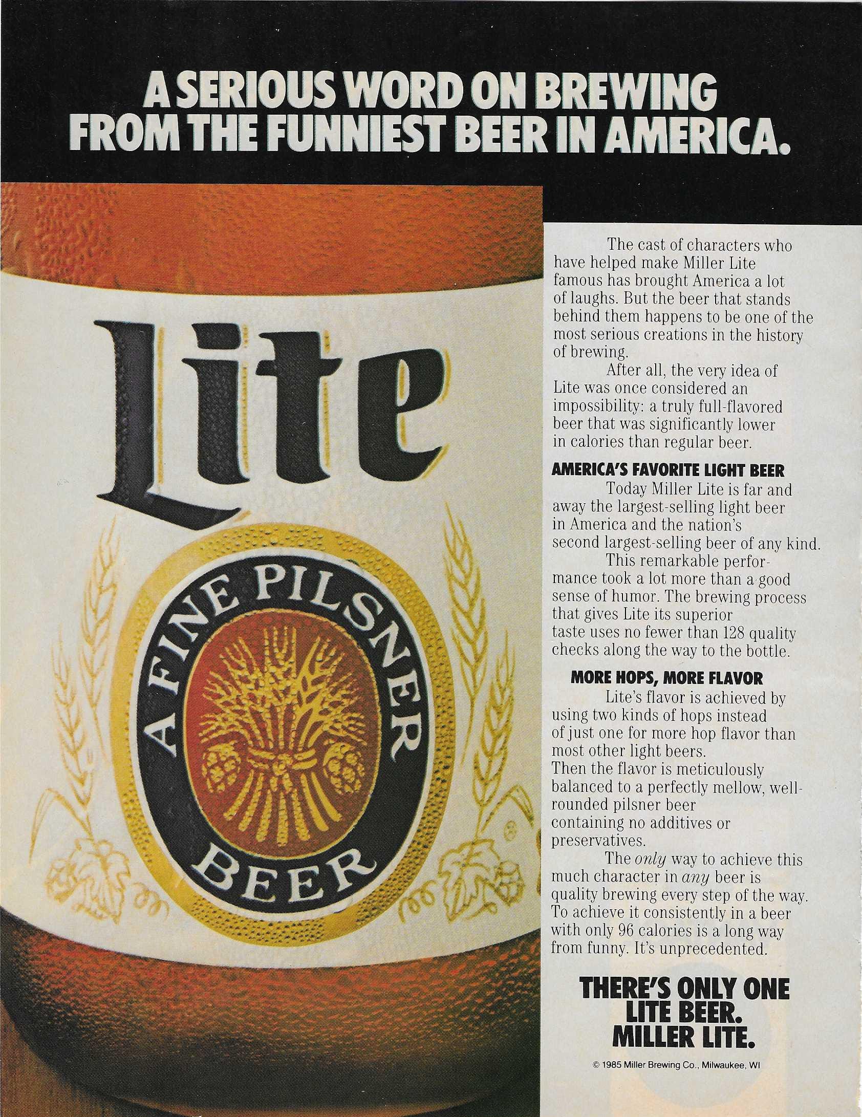 Original 1986 Full Page Magazine Advertisement for MILLER LITE Beer 8 X ...