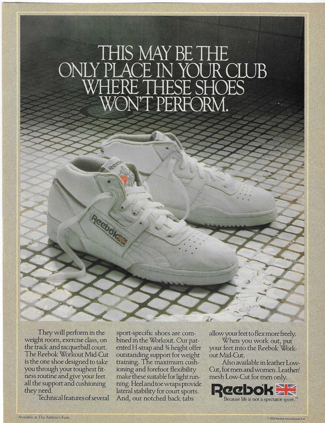 Original 1986 Full Page Magazine Advertisement for REEBOK Workout Mid ...