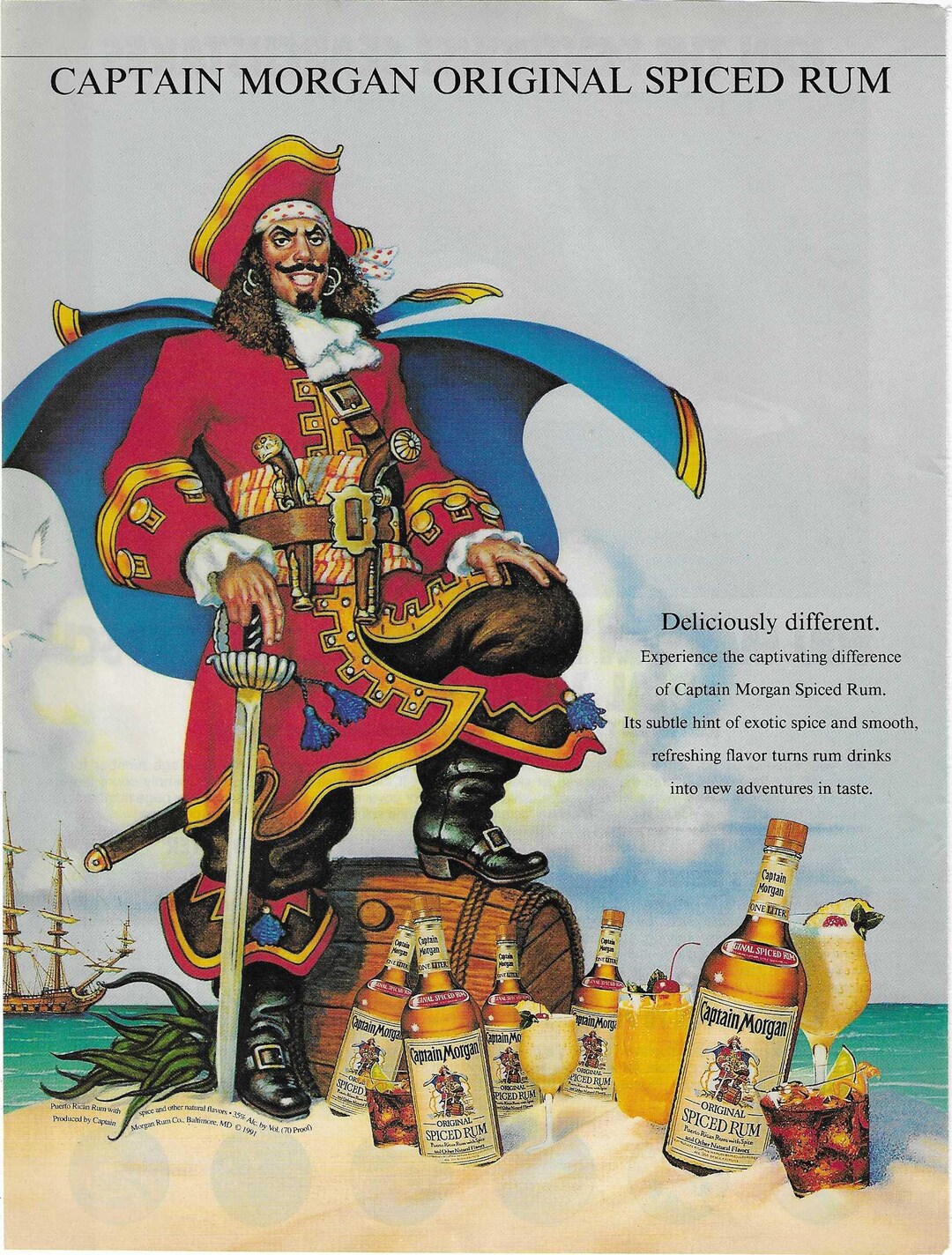 Original 1992 Full Page Magazine Advertisement for CAPTAIN MORGAN ...