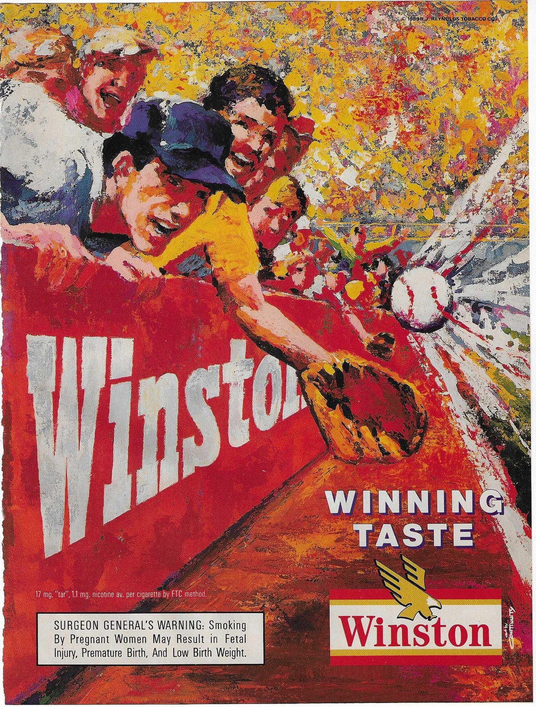 Original 1989 Full Page Magazine Advertisement for WINSTON CIGARETTES 8 ...