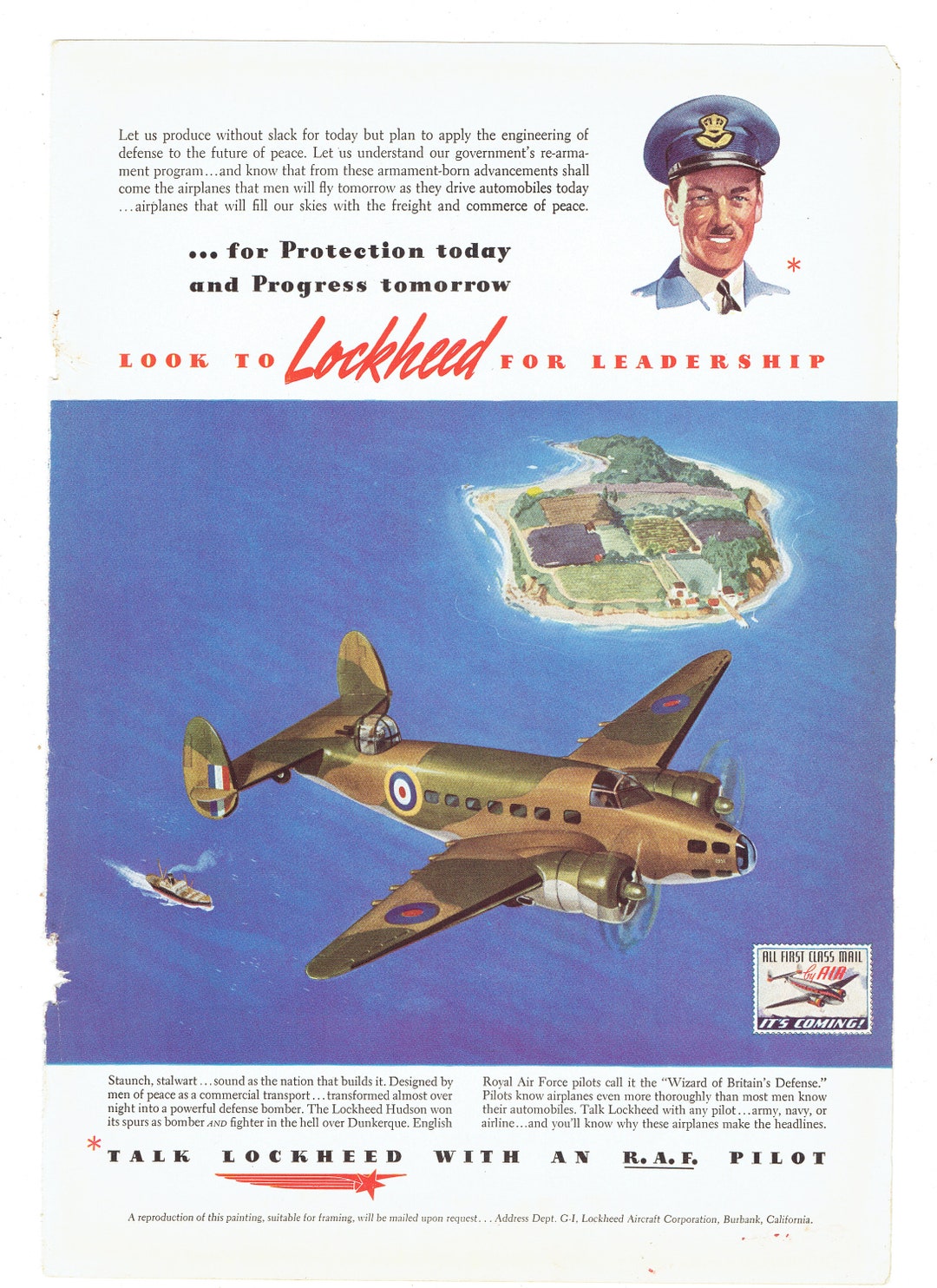 Original 1941 Full Page Magazine Advertisement for the LOCKHEED HUDSON ...