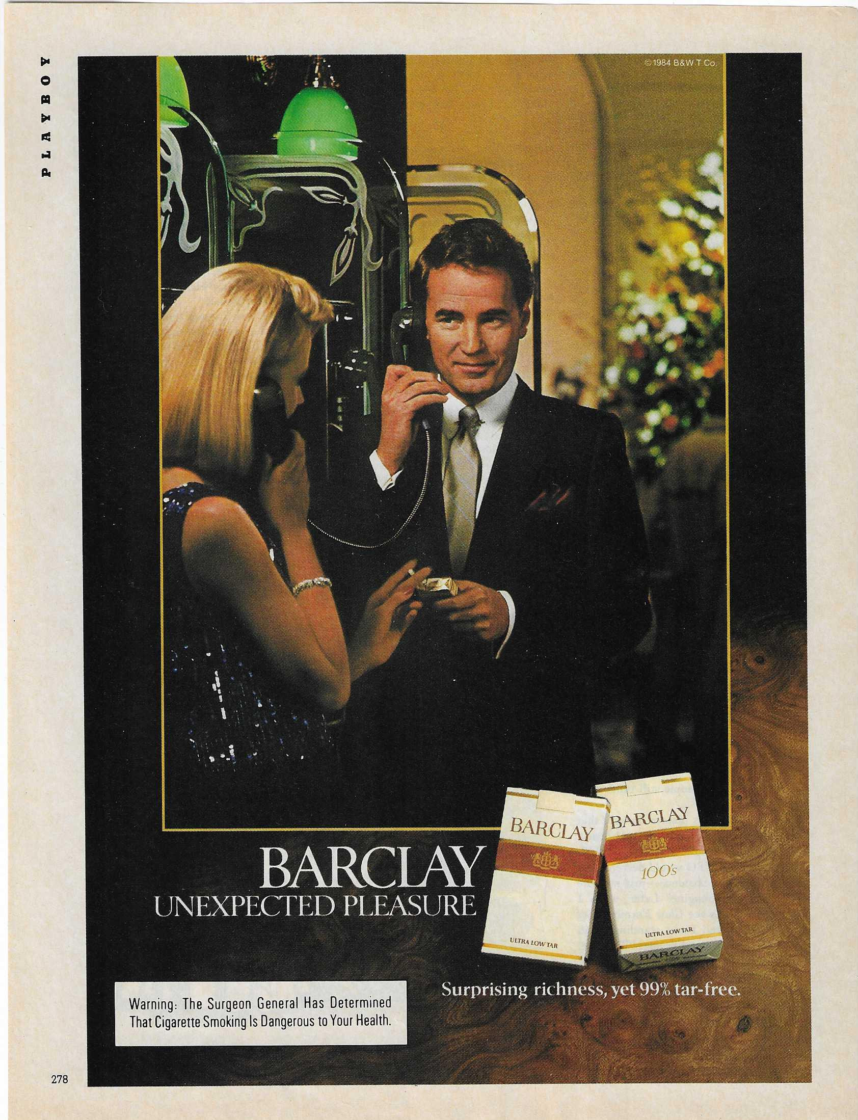 Original 1985 Full Page Magazine Advertisement for BARCLAY Cigarettes 8 ...