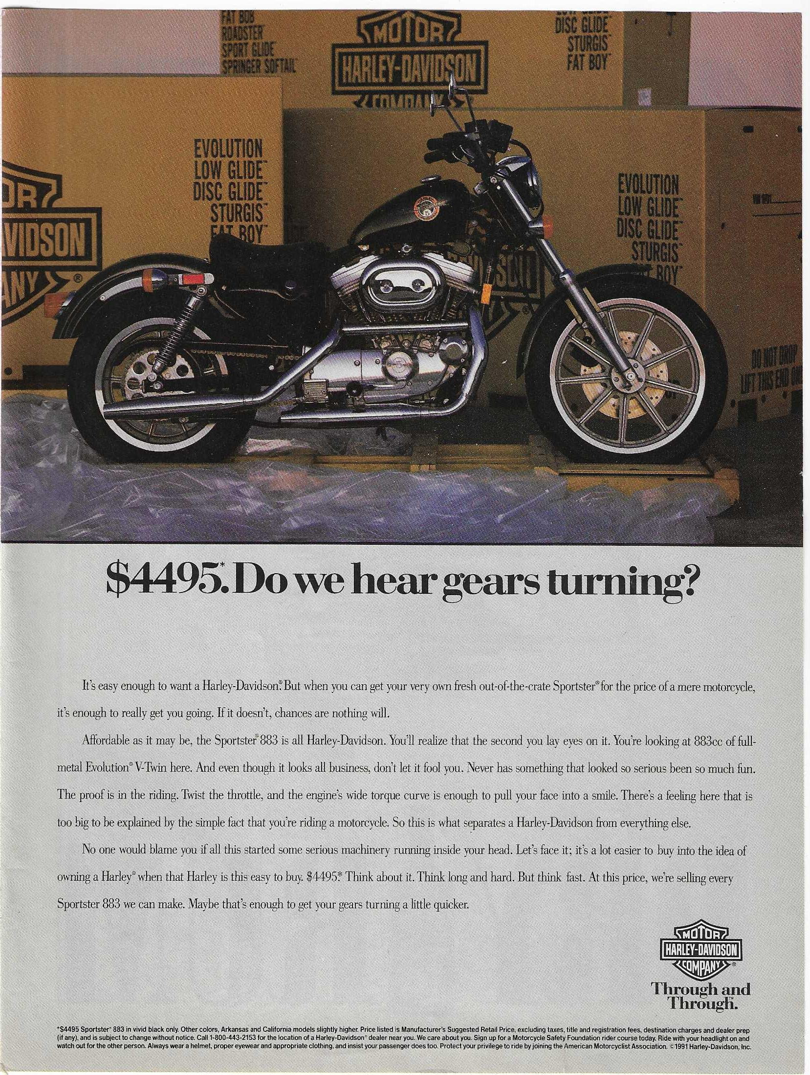 Original 1992 Full Page Magazine Advertisement for Harley-davidson ...