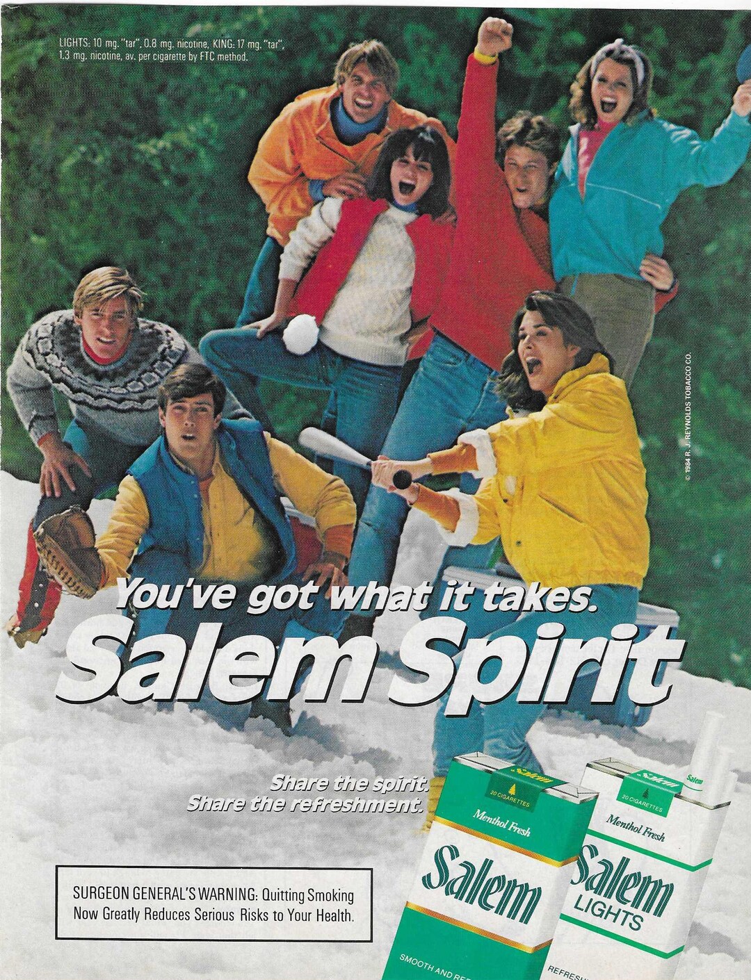 Original 1985 Full Page Magazine Advertisement for SALEM Menthol ...