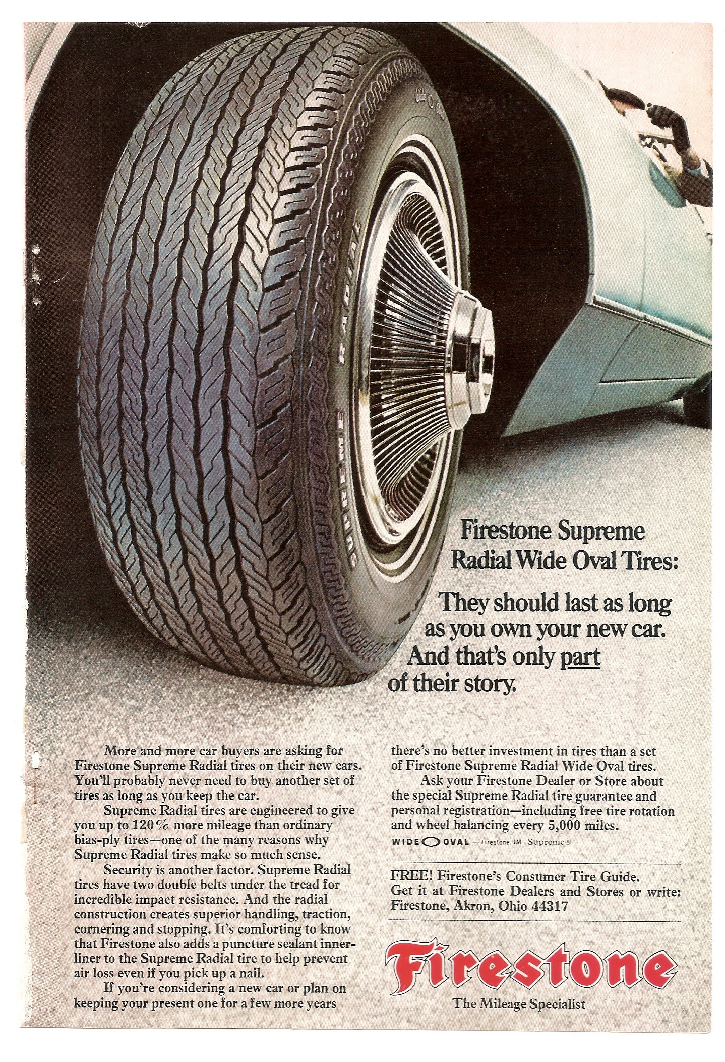 Original 1970 Full Page Magazine Advertisement for FIRESTONE Radial ...