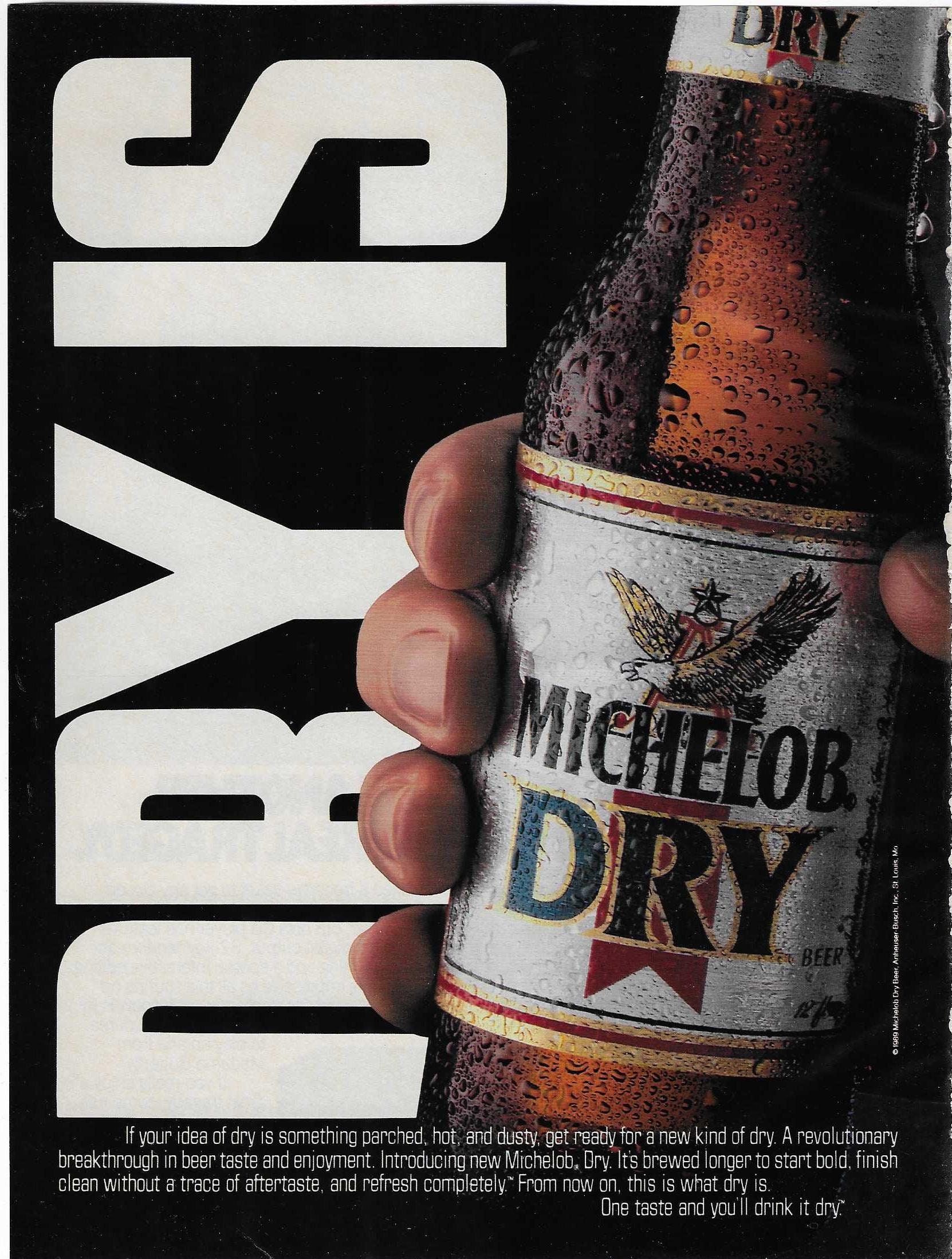 Original 1989 Full Page Magazine Advertisement for MICHELOB DRY Beer 8 ...
