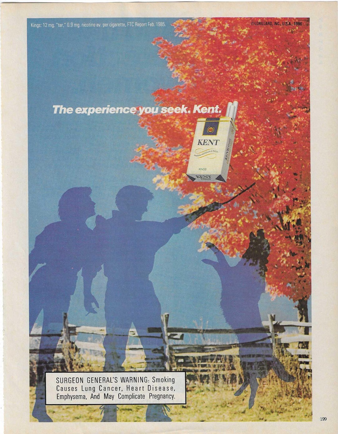 Original 1986 Full Page Magazine Advertisement for KENT CIGARETTES 8 X ...