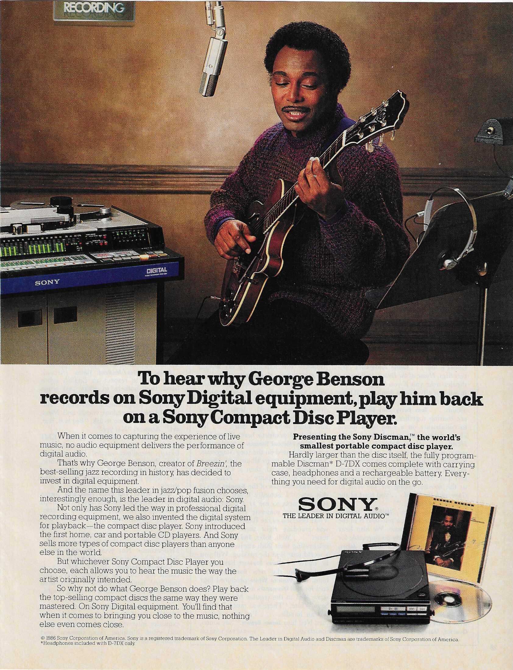Original 1986 Full Page Magazine Advertisement for SONY Compact Disc ...