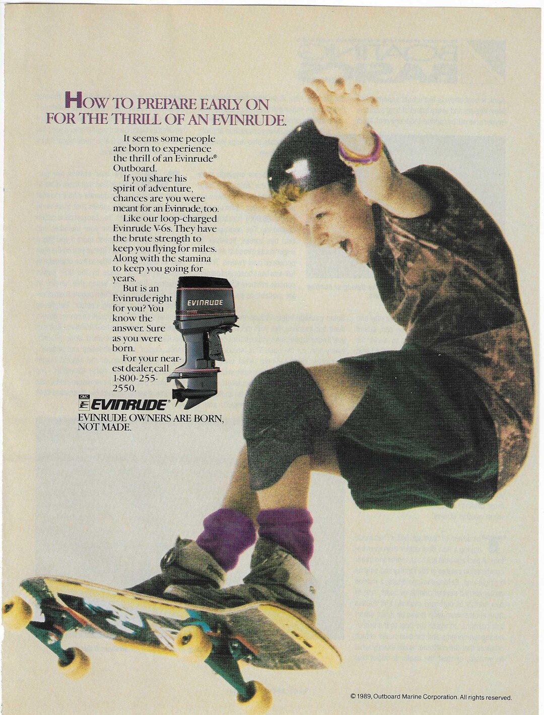 Original 1989 Full Page Magazine Advertisement for EVINRUDE Outboard ...