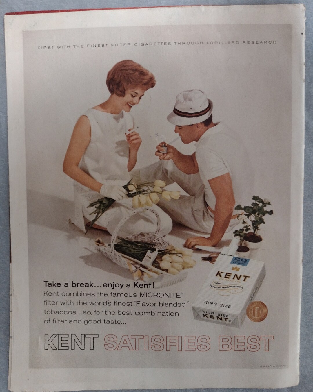 Original 1964 Full Page Magazine Advertisement for KENT Cigarettes No ...