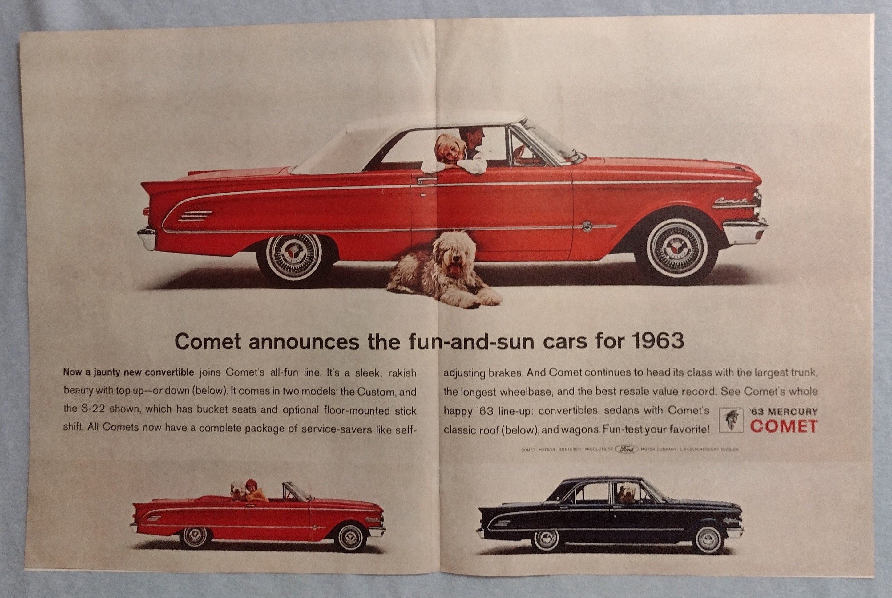 Original 1962 Two-page Magazine Ad for 1963 Mercury Comet Approx. 13 1/ ...
