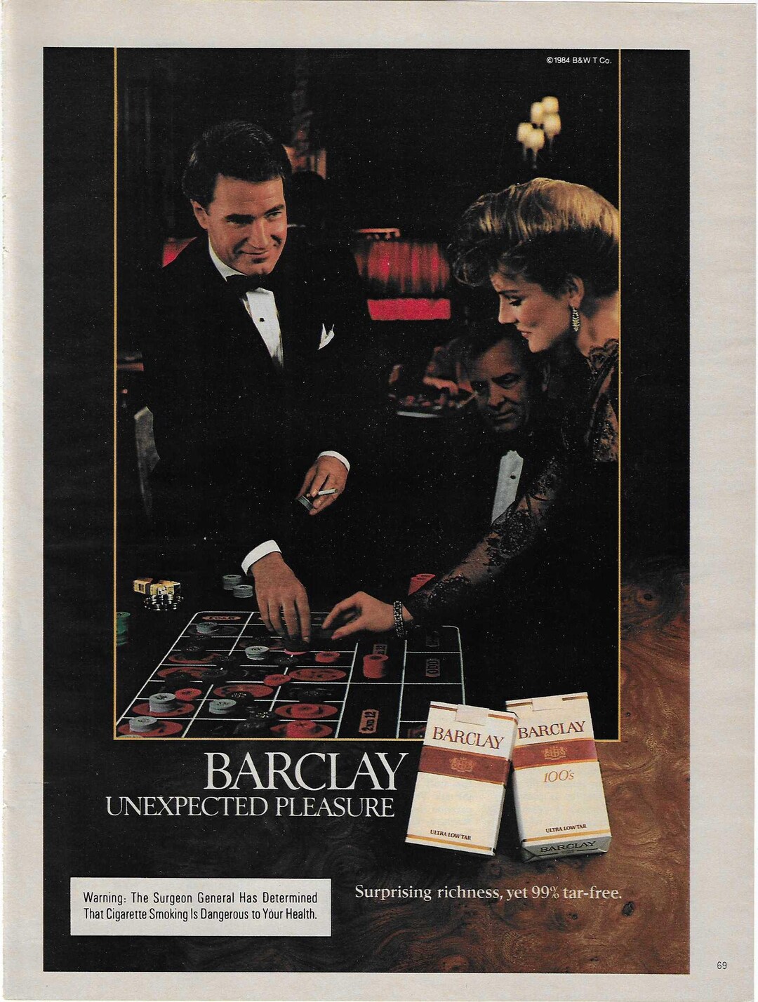 Original 1984 Full Page Magazine Advertisement for BARCLAY Cigarettes 8 ...