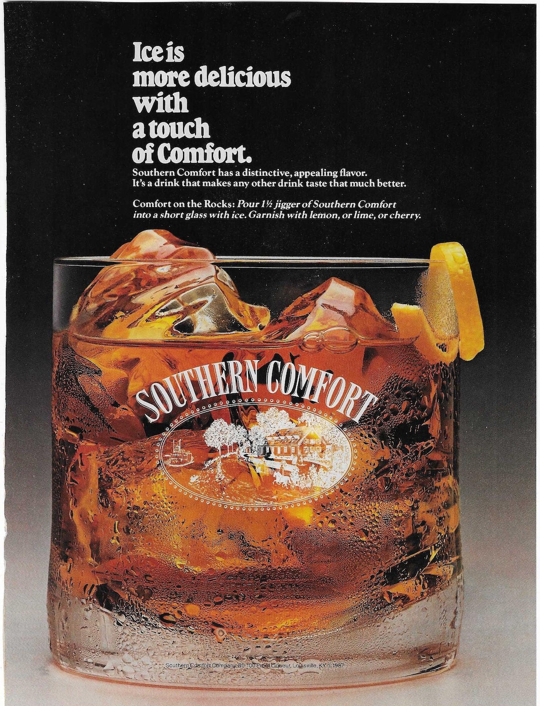 Original 1987 Full Page Magazine Advertisement for SOUTHERN COMFORT ...