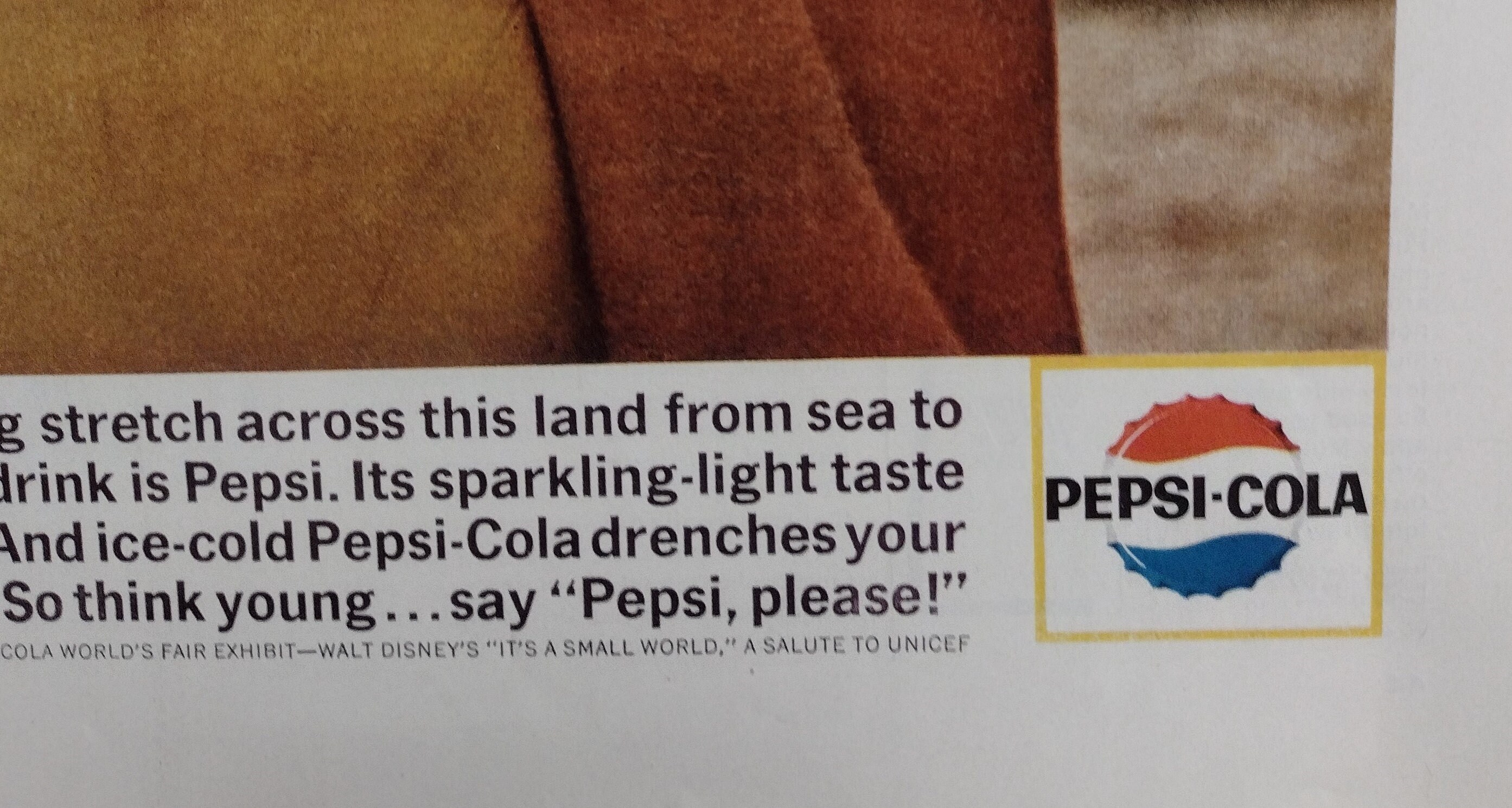 Original 1964 Two-page Magazine Ad for PEPSI-COLA Approx. 13 1/2 X 21 ...