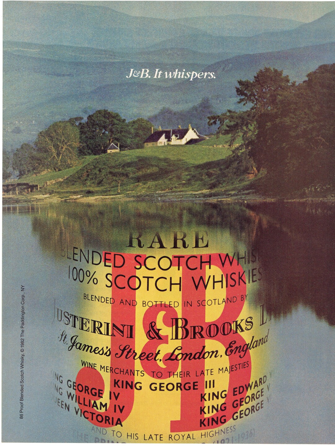 Original 1984 Full Page Magazine Advertisement for J & B SCOTCH Whisky ...