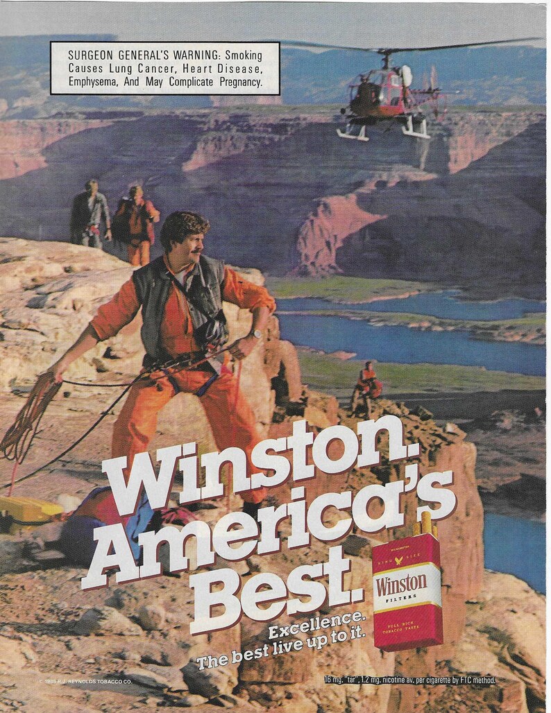 Original 1985 Full Page Magazine Advertisement for WINSTON - Etsy