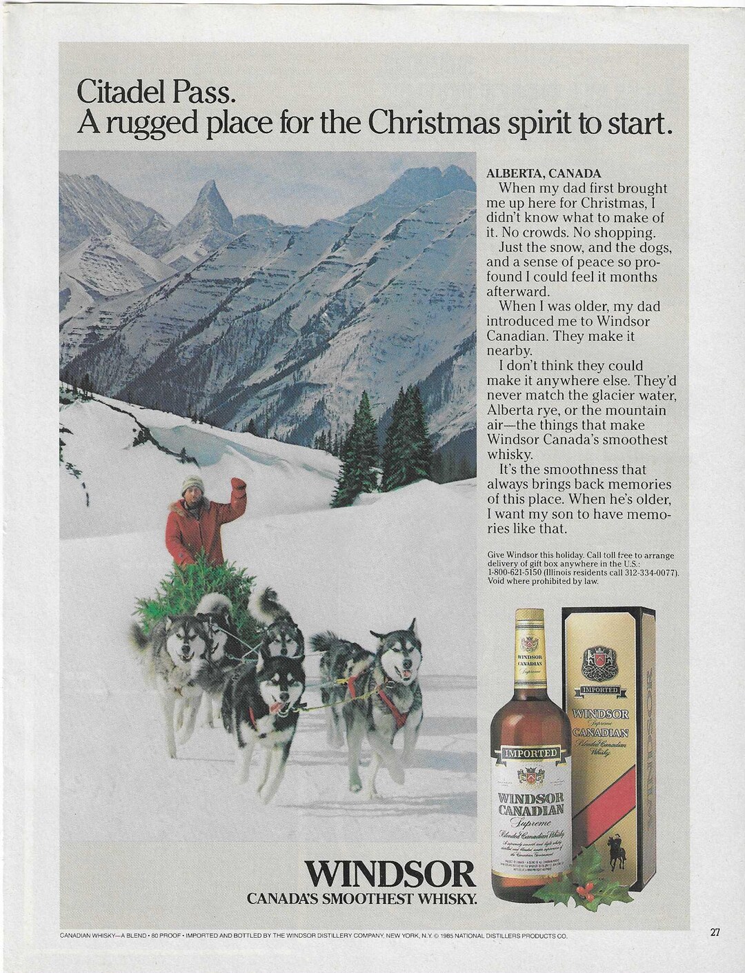 Original 1985 Full Page Magazine Advertisement for Windsor Canadian ...