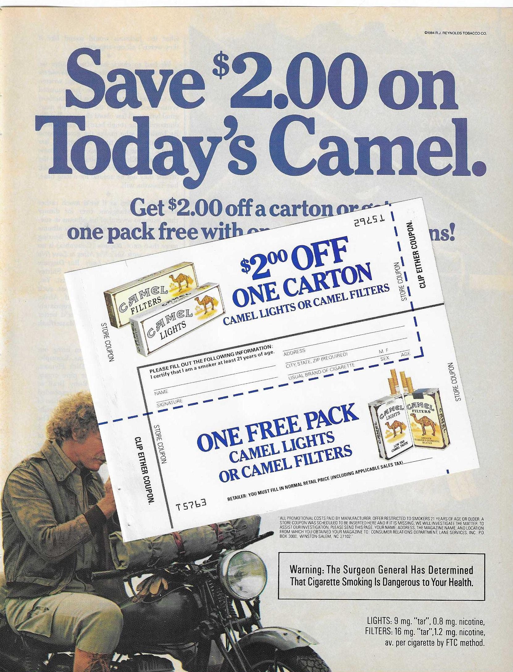 Original 1985 Full Page Magazine Advertisement for CAMEL FILTER ...