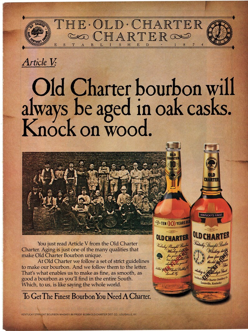 Original 1984 Full Page Magazine Advertisement for OLD CHARTER - Etsy