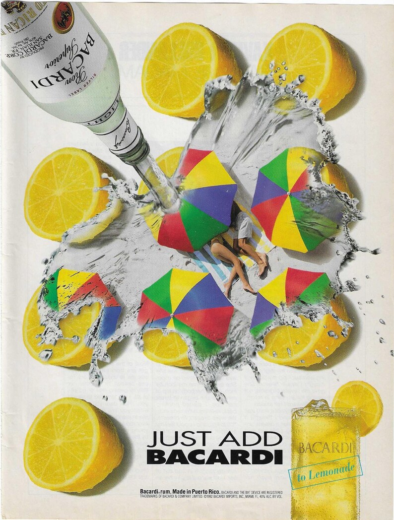 Original 1992 Full Page Magazine Advertisement for BACARDI RUM and ...
